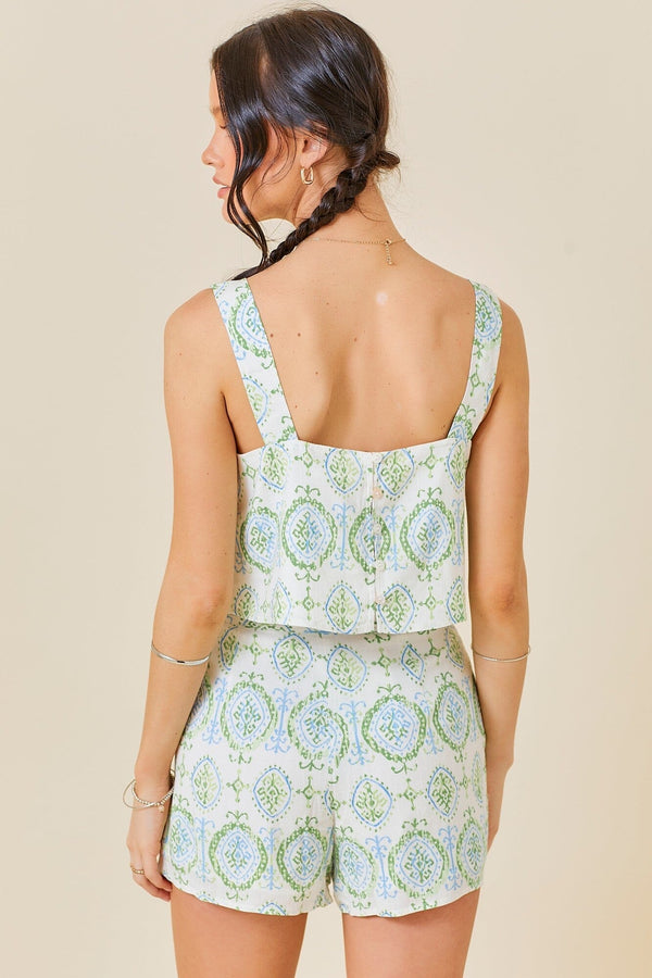 BOHO PRINT SQUARED NECK SET - SNAP-Something New And Pretty