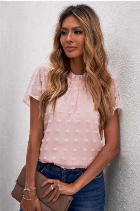 Dotted Flutter Sleeve Top - SNAP-Something New And Pretty