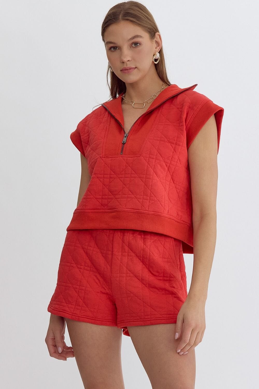 Half Zip Textured Set - SNAP-Something New And Pretty