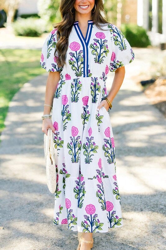 Split Neck Spring Floral Maxi – SNAP-Something New And Pretty