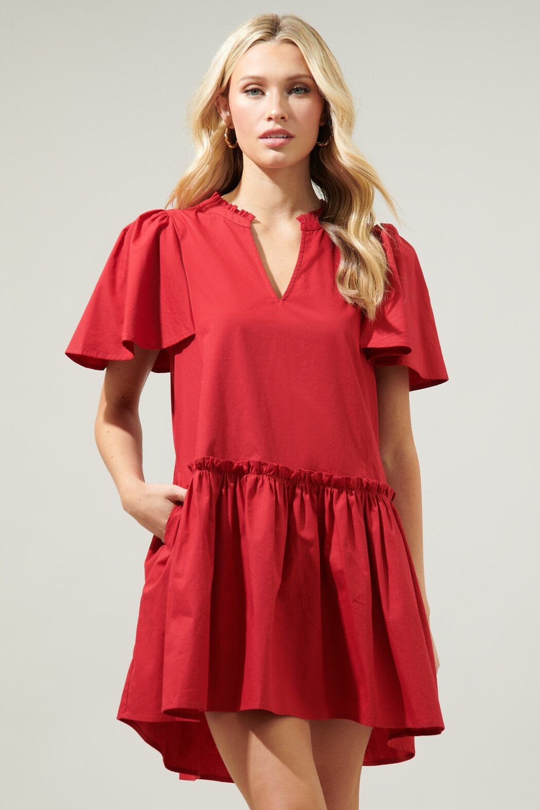 Solid Trapeze Style Dress - SNAP-Something New And Pretty
