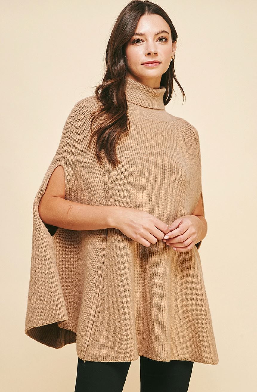 Turtleneck Cape Sweater - SNAP-Something New And Pretty